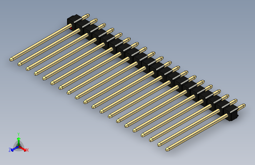 彩色公头100mil（2.54mm）系列-DS1021_black_1x20p_100mil_Type19_rev1.0_STEP_模型图纸下载 – 懒石网