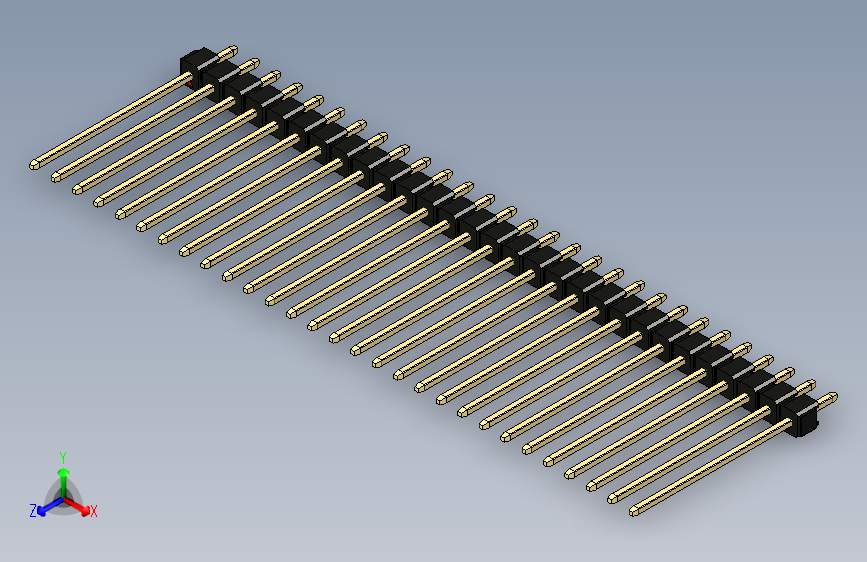 彩色公头100mil（2.54mm）系列-DS1021_black_1x29p_100mil_Type19_rev1.0_STEP_模型图纸下载 – 懒石网