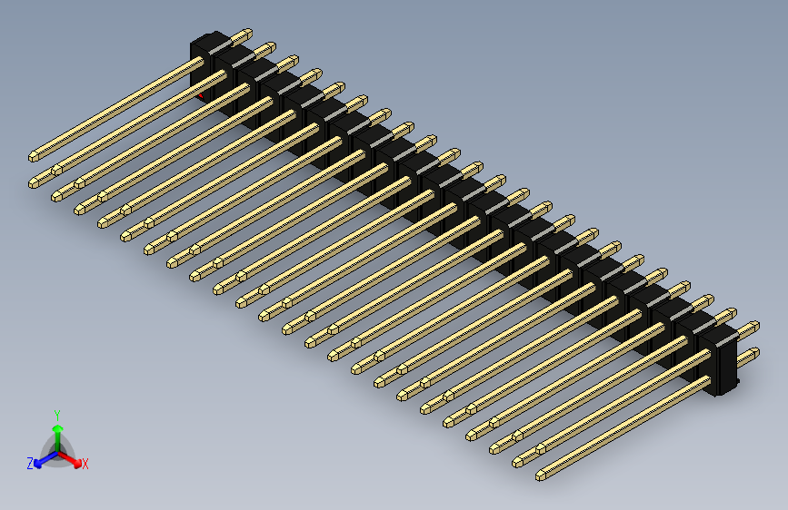 彩色公头100mil（2.54mm）系列-DS1021_black_2x23p_100mil_Type19_rev1.0_STEP_模型图纸下载 – 懒石网