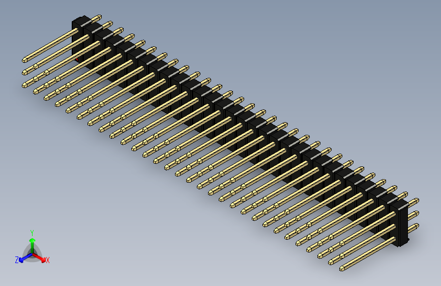 彩色公头100mil（2.54mm）系列-DS1021_black_3x30p_100mil_Type5_rev1.0_STEP_模型图纸下载 – 懒石网