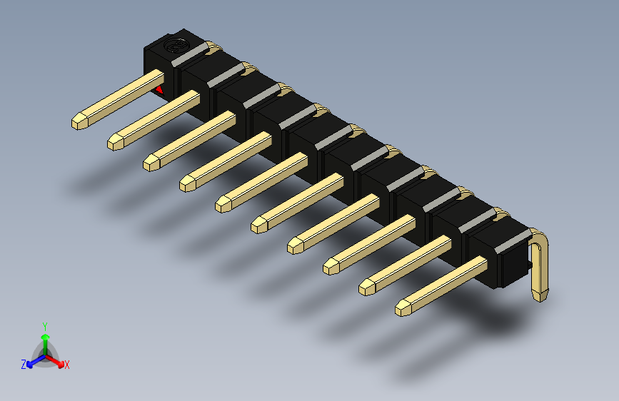 彩色公排针 100mil 2.54mm 系列-DS1022_black_1x10p_100mil_TypeD_rev1.0_STEP_模型图纸下载 – 懒石网