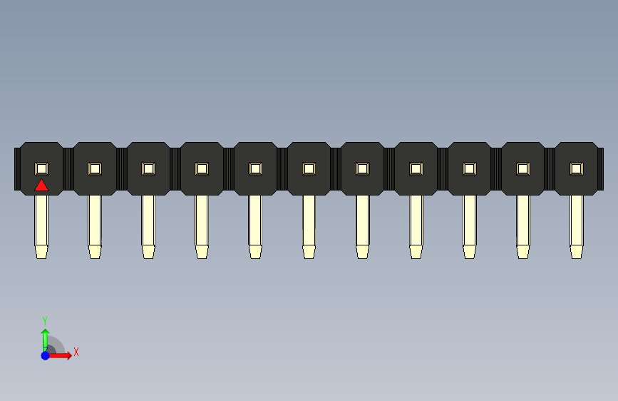 彩色公排针 100mil 2.54mm 系列-DS1022_black_1x11p_100mil_TypeD_rev1.0_STEP_模型图纸下载 – 懒石网
