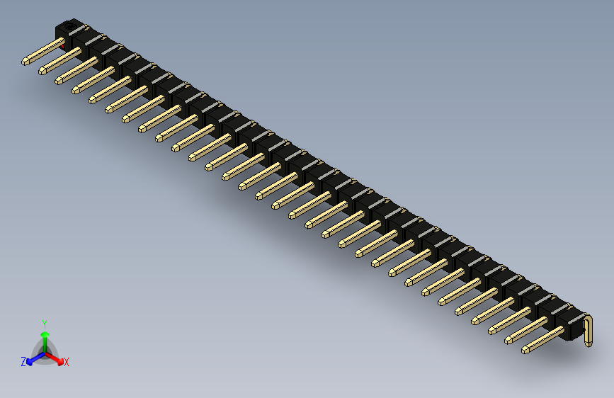 彩色公排针 100mil 2.54mm 系列-DS1022_black_1x31p_100mil_TypeD_rev1.0_STEP_模型图纸下载 – 懒石网