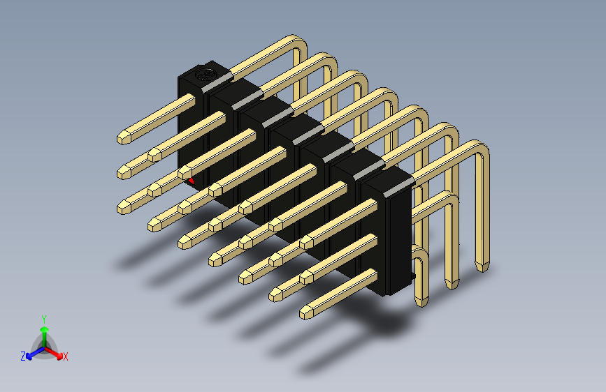 彩色公排针 100mil 2.54mm 系列-DS1022_black_3x07p_100mil_TypeD_rev1.0_STEP_模型图纸下载 – 懒石网