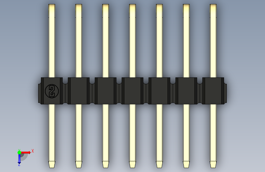 彩色公排针 100mil 2.54mm 系列-DS1022_black_3x07p_100mil_TypeD_rev1.0_STEP_模型图纸下载 – 懒石网