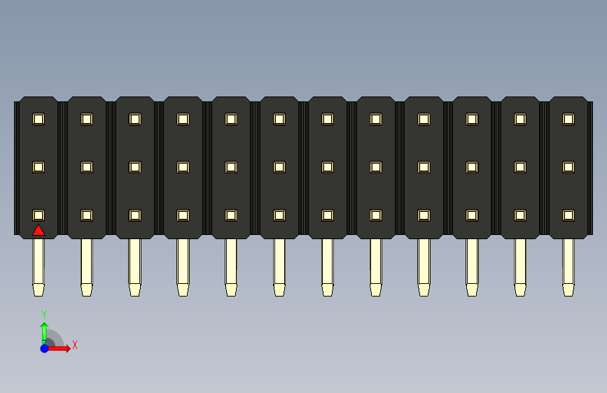 彩色公排针 100mil 2.54mm 系列-DS1022_black_3x12p_100mil_TypeD_rev1.0_STEP_模型图纸下载 – 懒石网