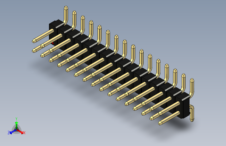 彩色公排针 100mil 2.54mm 系列-DS1022_black_32p_100mil_TypeSMT_rev1.0_STEP_模型图纸下载 – 懒石网