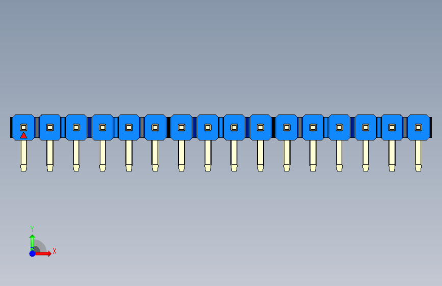 彩色公排针 100mil 2.54mm 系列-DS1022_blue_1x16p_100mil_TypeD_rev1.0_STEP_模型图纸下载 – 懒石网