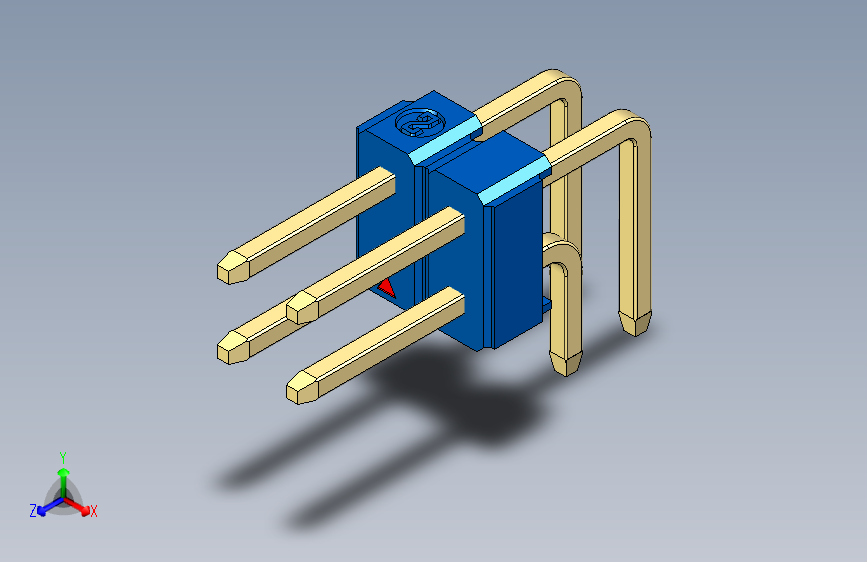 彩色公排针 100mil 2.54mm 系列-DS1022_blue_2x02p_100mil_TypeD_rev1.0_STEP_模型图纸下载 – 懒石网