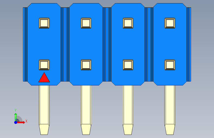 彩色公排针 100mil 2.54mm 系列-DS1022_blue_2x04p_100mil_TypeD_rev1.0_STEP_模型图纸下载 – 懒石网