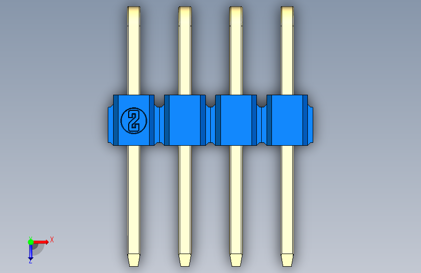彩色公排针 100mil 2.54mm 系列-DS1022_blue_2x04p_100mil_TypeD_rev1.0_STEP_模型图纸下载 – 懒石网