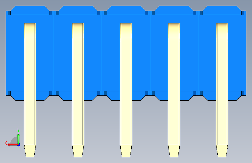 彩色公排针 100mil 2.54mm 系列-DS1022_blue_2x05p_100mil_TypeD_rev1.0_STEP_模型图纸下载 – 懒石网