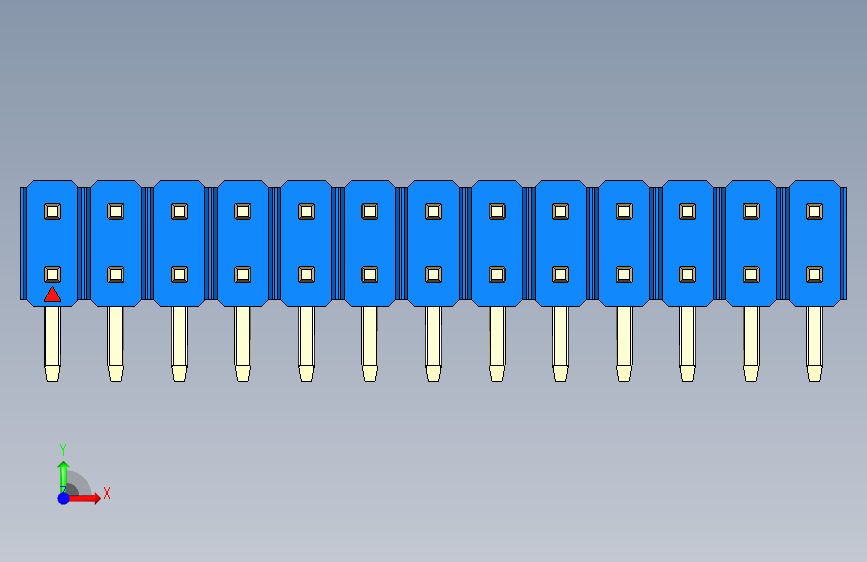 彩色公排针 100mil 2.54mm 系列-DS1022_blue_2x13p_100mil_TypeD_rev1.0_STEP_模型图纸下载 – 懒石网