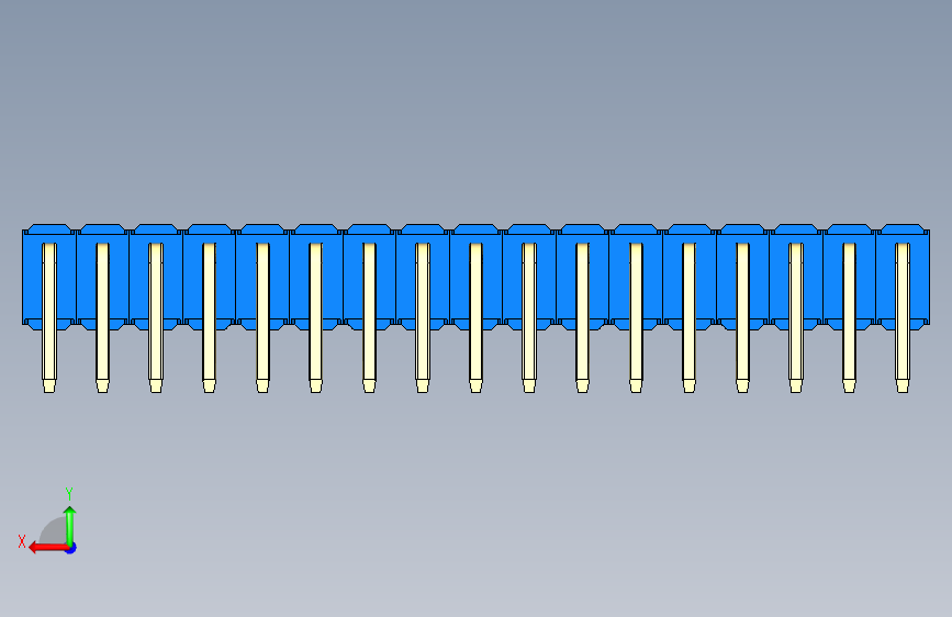 彩色公排针 100mil 2.54mm 系列-DS1022_blue_2x17p_100mil_TypeD_rev1.0_STEP_模型图纸下载 – 懒石网