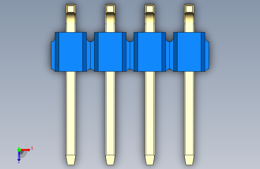 彩色公排针 100mil 2.54mm 系列-DS1022_blue_08p_100mil_TypeSMT_rev1.0_STEP_模型图纸下载 – 懒石网