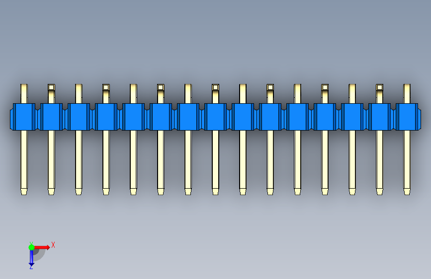 彩色公排针 100mil 2.54mm 系列-DS1022_blue_15p_100mil_Type_SMT_R2_rev1.0_STEP_模型图纸下载 – 懒石网