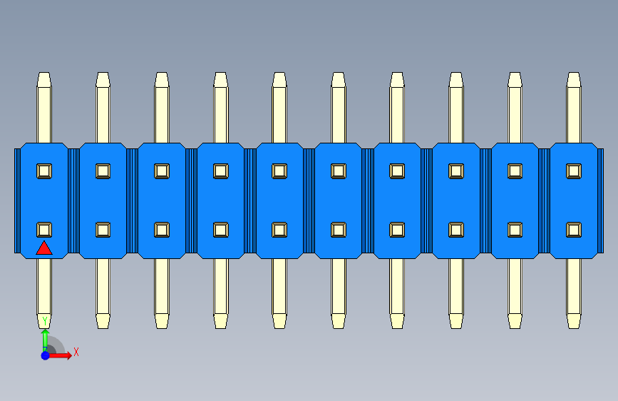 彩色公排针 100mil 2.54mm 系列-DS1022_blue_20p_100mil_TypeSMT_rev1.0_STEP_模型图纸下载 – 懒石网