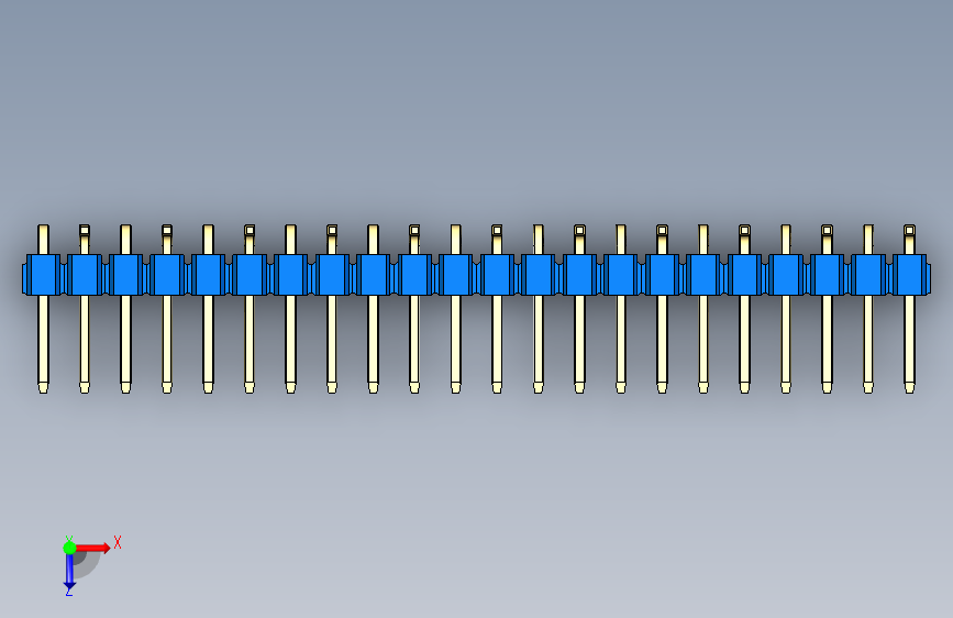 彩色公排针 100mil 2.54mm 系列-DS1022_blue_22p_100mil_Type_SMT_R2_rev1.0_STEP_模型图纸下载 – 懒石网