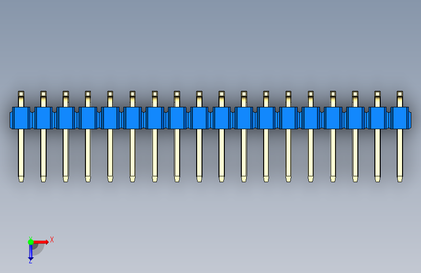 彩色公排针 100mil 2.54mm 系列-DS1022_blue_36p_100mil_TypeSMT_rev1.0_STEP_模型图纸下载 – 懒石网