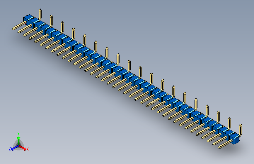 彩色公排针 100mil 2.54mm 系列-DS1022_blue_38p_100mil_Type_SMT_R2_rev1.0_STEP_模型图纸下载 – 懒石网