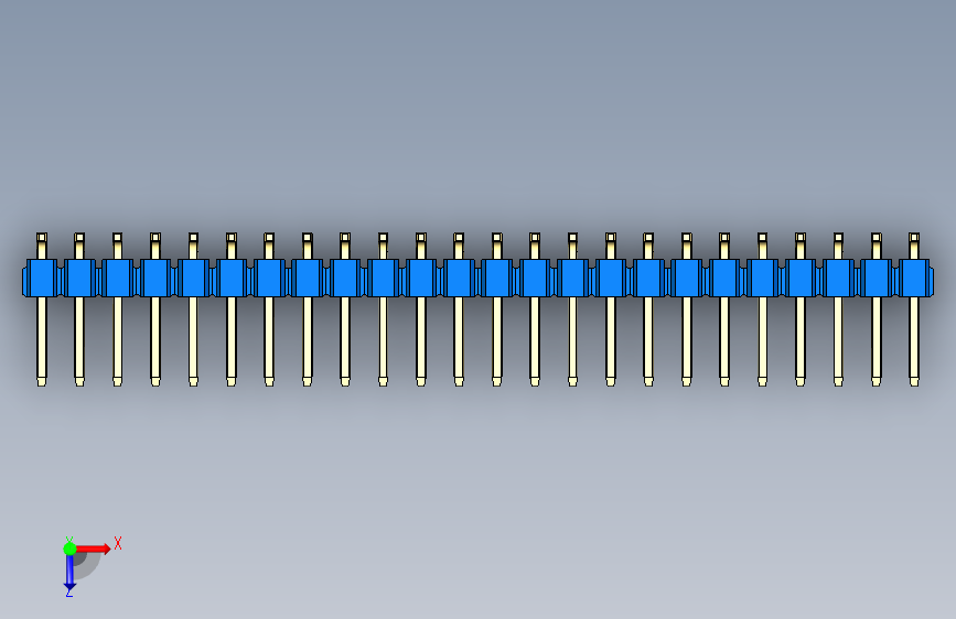 彩色公排针 100mil 2.54mm 系列-DS1022_blue_48p_100mil_TypeSMT_rev1.0_STEP_模型图纸下载 – 懒石网