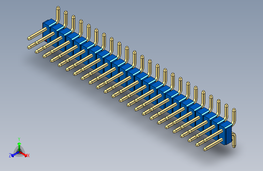 彩色公排针 100mil 2.54mm 系列-DS1022_blue_48p_100mil_TypeSMT_rev1.0_STEP_模型图纸下载 – 懒石网