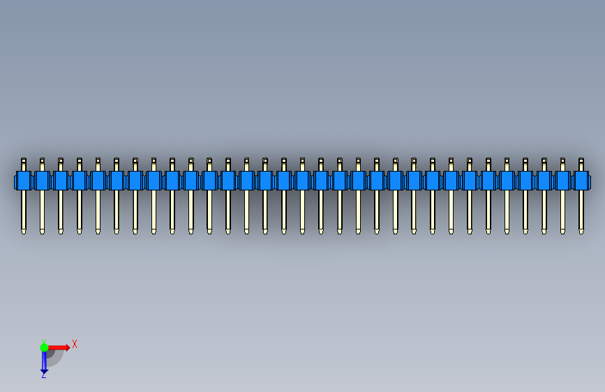彩色公排针 100mil 2.54mm 系列-DS1022_blue_62p_100mil_TypeSMT_rev1.0_STEP_模型图纸下载 – 懒石网