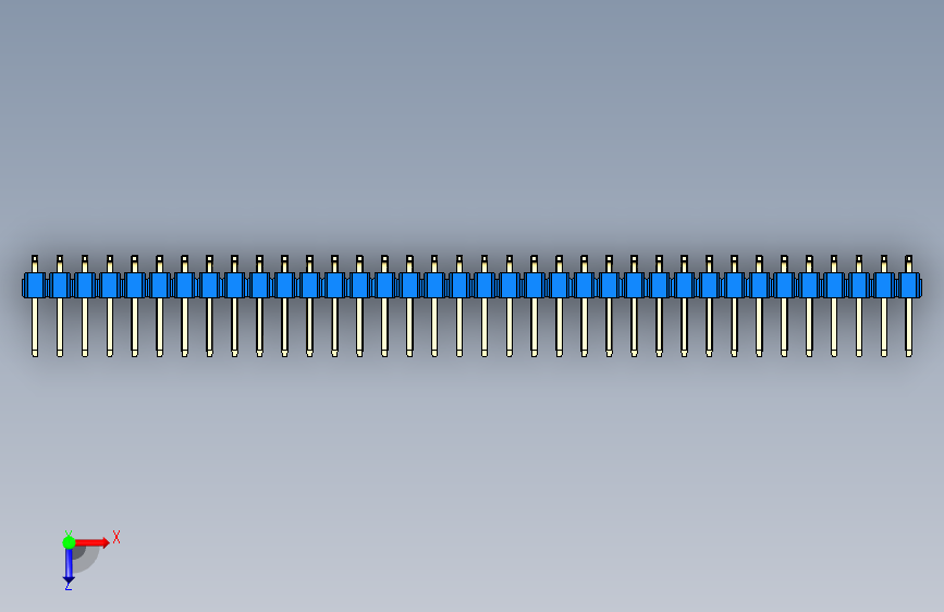 彩色公排针 100mil 2.54mm 系列-DS1022_blue_72p_100mil_TypeSMT_rev1.0_STEP_模型图纸下载 – 懒石网