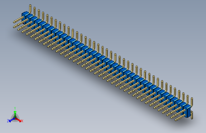 彩色公排针 100mil 2.54mm 系列-DS1022_blue_78p_100mil_TypeSMT_rev1.0_STEP_模型图纸下载 – 懒石网