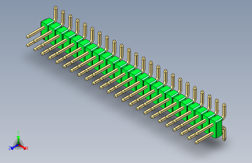 彩色公排针 100mil 2.54mm 系列-DS1022_green_48p_100mil_TypeSMT_rev1.0_STEP_模型图纸下载 – 懒石网