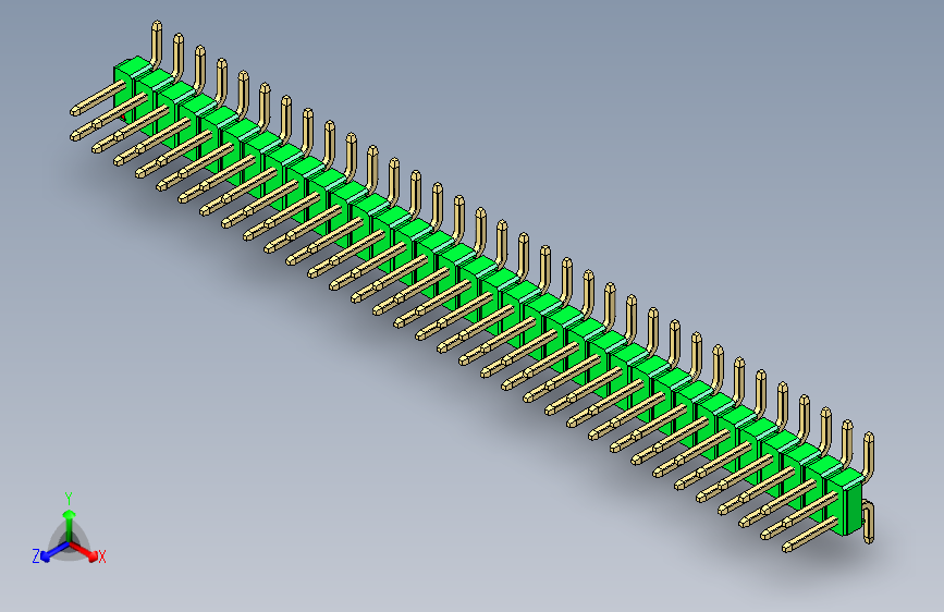 彩色公排针 100mil 2.54mm 系列-DS1022_green_68p_100mil_TypeSMT_rev1.0_STEP_模型图纸下载 – 懒石网