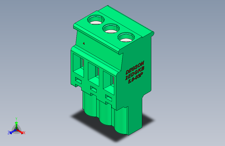 DEGSON 2EDG 系列 5.0mm 可插拔接线端子组-2EDGKB-5.0-03P-14-00AH_STEP_模型图纸下载 – 懒石网