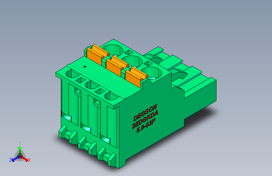 DEGSON 2EDG 系列 5.0mm 可插拔接线端子组-2EDGKDA-5.0-03P-14-00AH_STEP_模型图纸下载 – 懒石网