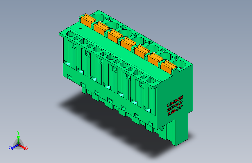 DEGSON 2EDG 系列 5.08mm 可插拔接线端子组-2EDGKD-5.08-07P-14-00AH_STEP_模型图纸下载 – 懒石网