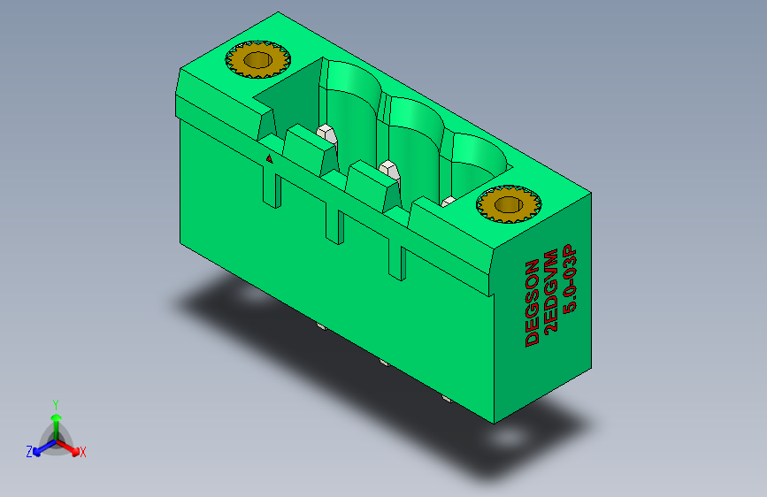 DEGSON 2EDG（M） 系列 5.0mm 螺丝锁紧可插拔接线端子组-2EDGVM-5.0-03P-14-00AH_STEP_模型图纸下载 – 懒石网