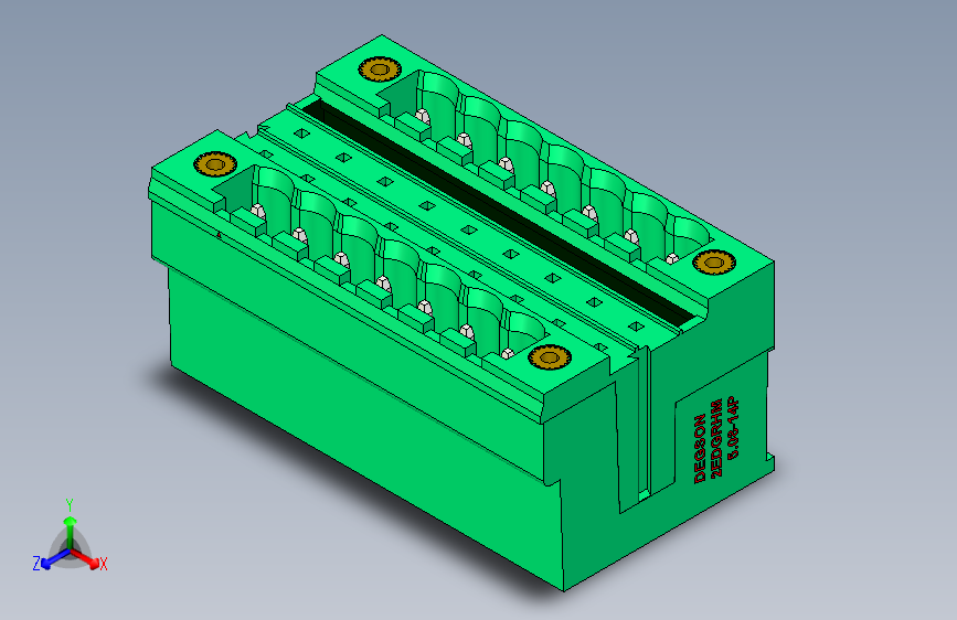 DEGSON 2EDG（M） 系列 5.08mm 螺钉锁紧插拔接线端子组-2EDGRHM-5.08-14P-14-00AH_STEP_模型图纸下载 – 懒石网