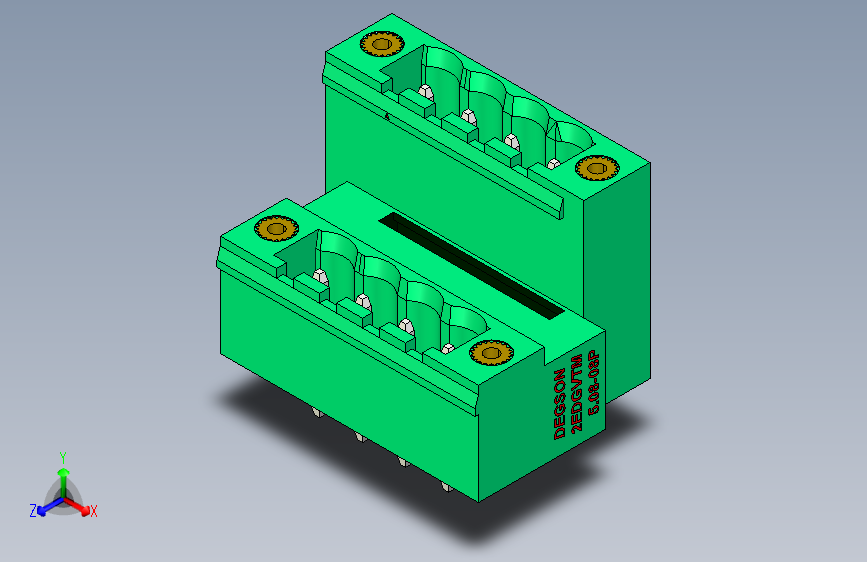 DEGSON 2EDG（M） 系列 5.08mm 螺钉锁紧插拔接线端子组-2EDGVTM-5.08-08P-14-00AH_STEP_模型图纸下载 – 懒石网