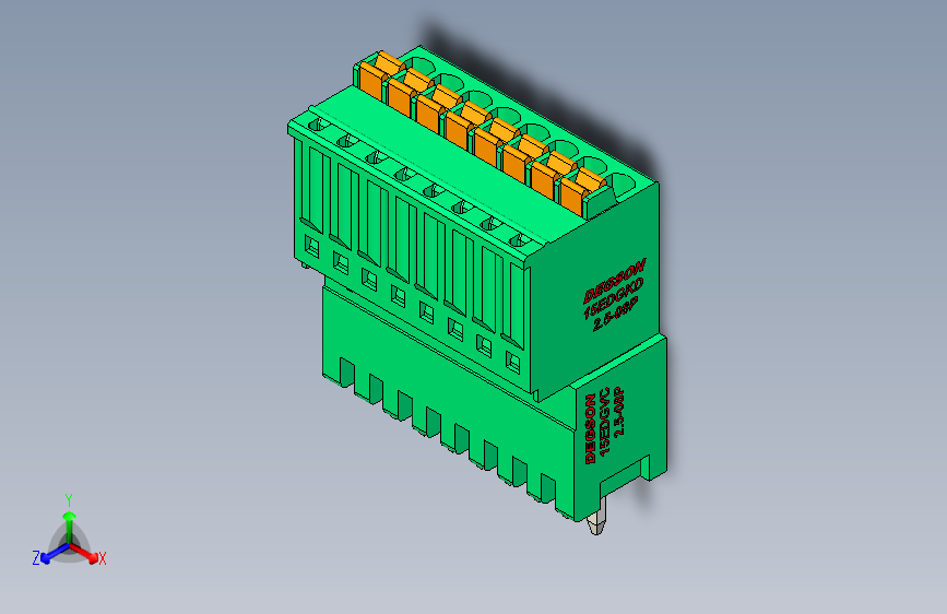 DEGSON 15EDG 系列 2.5mm 接线端子包-15EDGVC+KD-2.5-08P-14-00AH_STEP_模型图纸下载 – 懒石网
