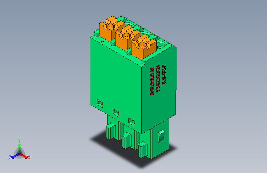 DEGSON 15EDG 系列 3.5mm 插拔式接线端子 FullPack-15EDGKN-3.5-03P-14-00AH_STEP_模型图纸下载 – 懒石网
