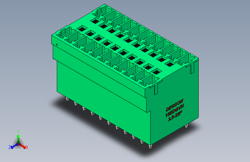 DEGSON 15EDG 系列 3.5mm 插拔式接线端子 FullPack-15EDGVH-3.5-22P-14-00AH_STEP_模型图纸下载 – 懒石网