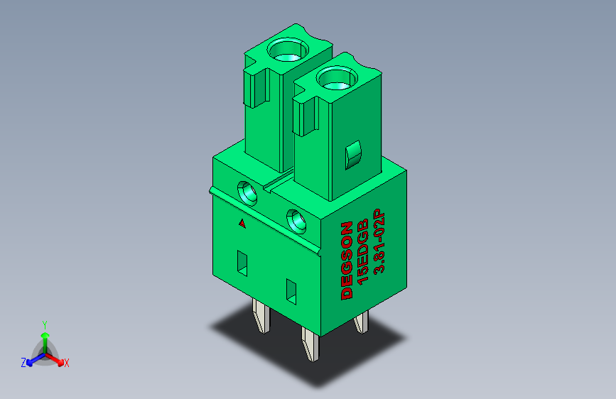 DEGSON 15EDG 系列 3.81mm 插拔式接线端子-15EDGB-3.81-02P-14-00AH_STEP_模型图纸下载 – 懒石网