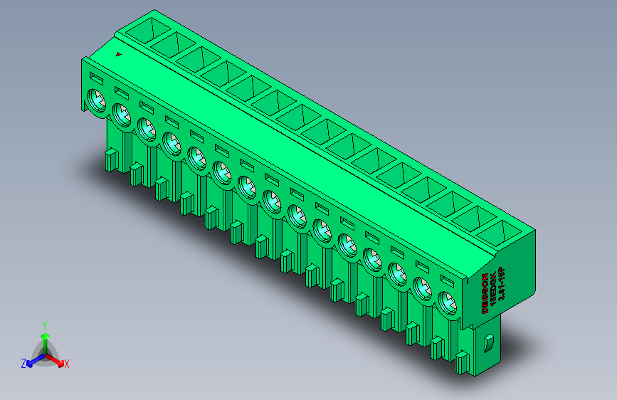DEGSON 15EDG 系列 3.81mm 插拔式接线端子-15EDGK-3.81-15P-14-00AH_STEP_模型图纸下载 – 懒石网