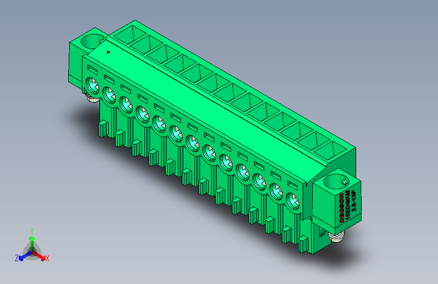 DEGSON 15EDG（公头） 3.5mm 螺钉锁紧，插拔式接线端子 FullPack-15EDGKM-3.5-13P-14-00AH_STEP_模型图纸下载 – 懒石网