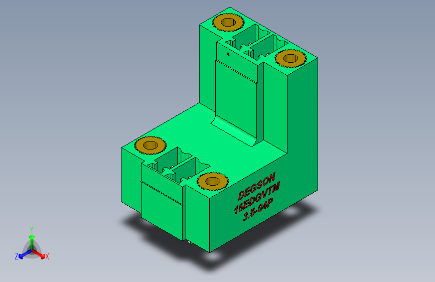 DEGSON 15EDG（公头） 3.5mm 螺钉锁紧，插拔式接线端子 FullPack-15EDGVTM-3.5-04P-14-00AH_STEP_模型图纸下载 – 懒石网