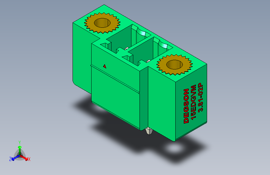 DEGSON 15EDG（公头） 3.81mm 螺钉锁紧，插拔式接线端子 FullPack-15EDGVM-3.81-02P-14-00AH_STEP_模型图纸下载 – 懒石网