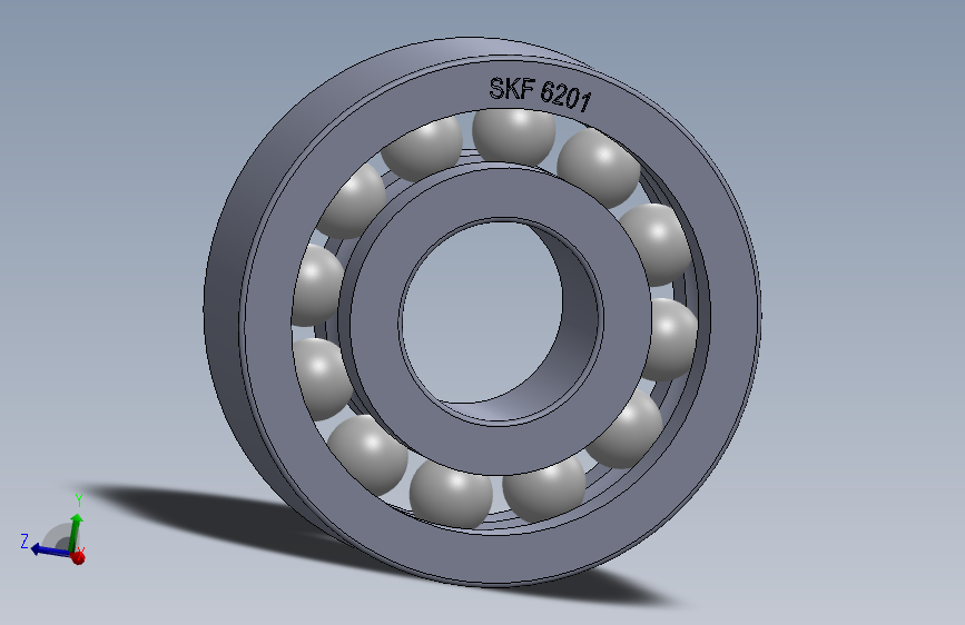 滚珠轴承-SKF BALL BEARING 6201 12x32x10_SOLIDWORKS 2019_模型图纸下载 – 懒石网