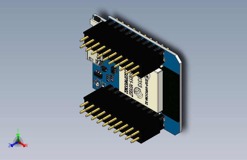 Wemos ESP32 D1 Mini开发板_STEP_模型图纸下载 – 懒石网