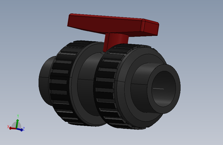 PVC管件-Pvc 0.5in ball valve_SOLIDWORKS 2018_模型图纸下载 – 懒石网