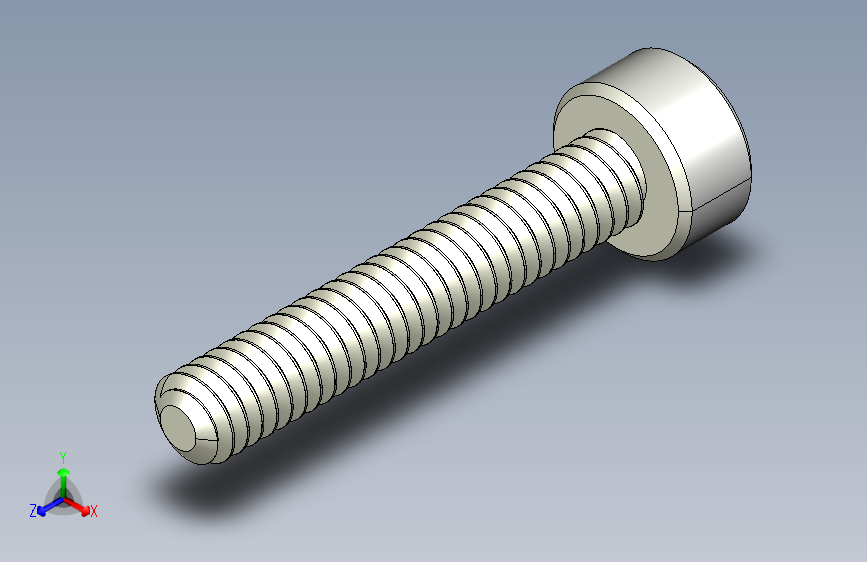 M2 x 0.4mm Thread 12mm LONG SOCKET HEAD CAP SCREW.IGS_IGES_模型图纸下载 – 懒石网