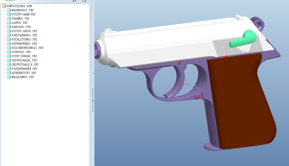 proe手枪4_PROE*CREO 2001_模型图纸下载 – 懒石网